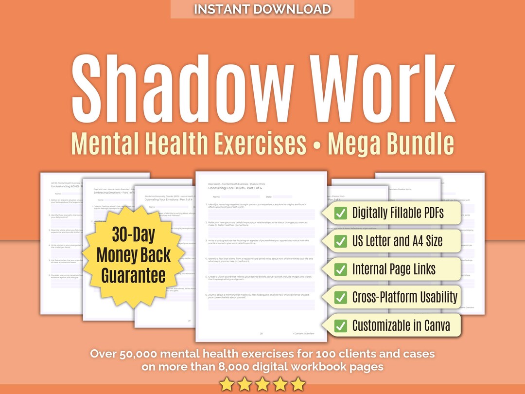 Shadow Work • Mental Health Exercises Mega Bundle • Counseling, Canva ...