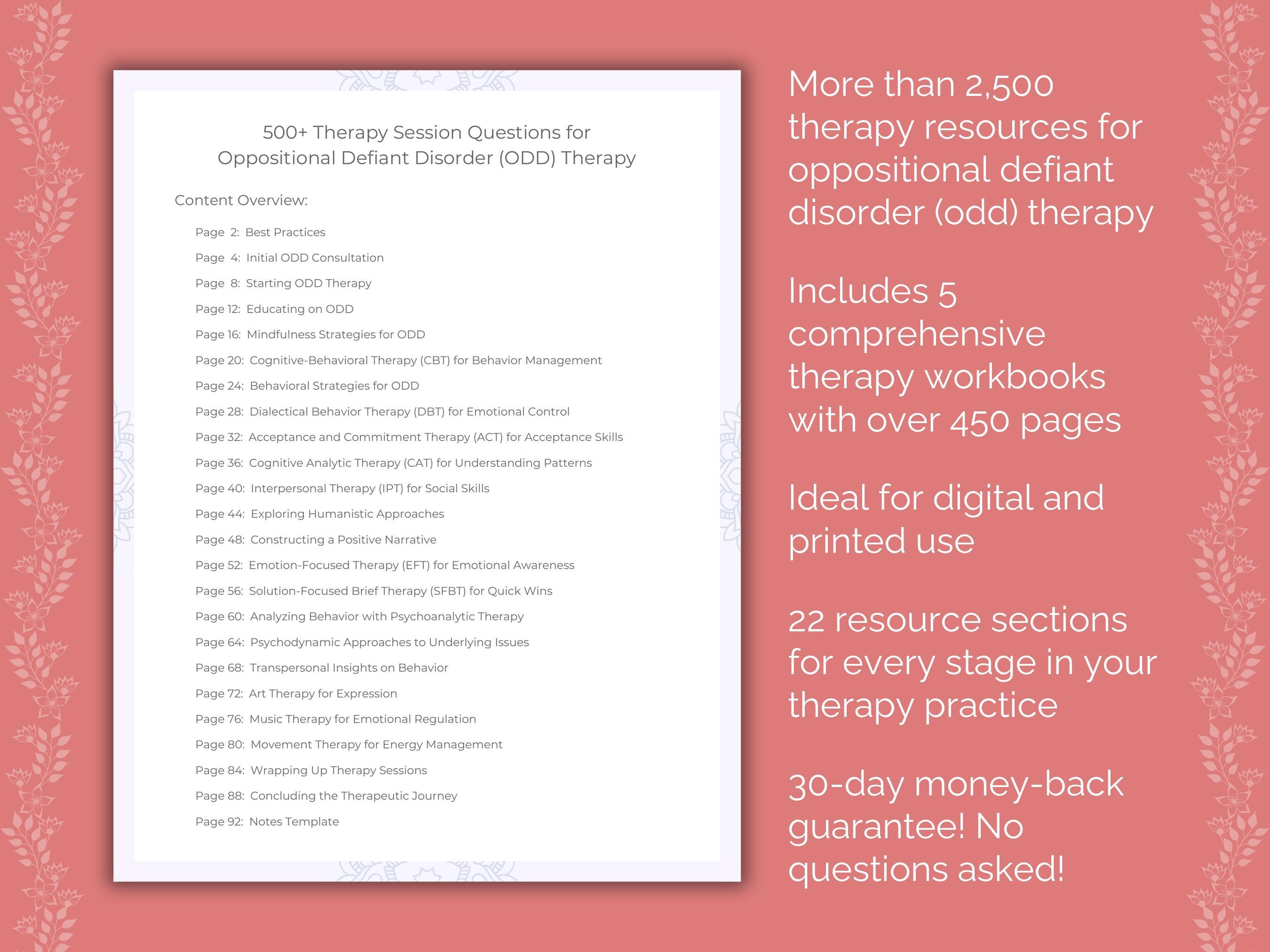 Oppositional Defiant Disorder ODD Therapy Resource Bundle Therapy ...