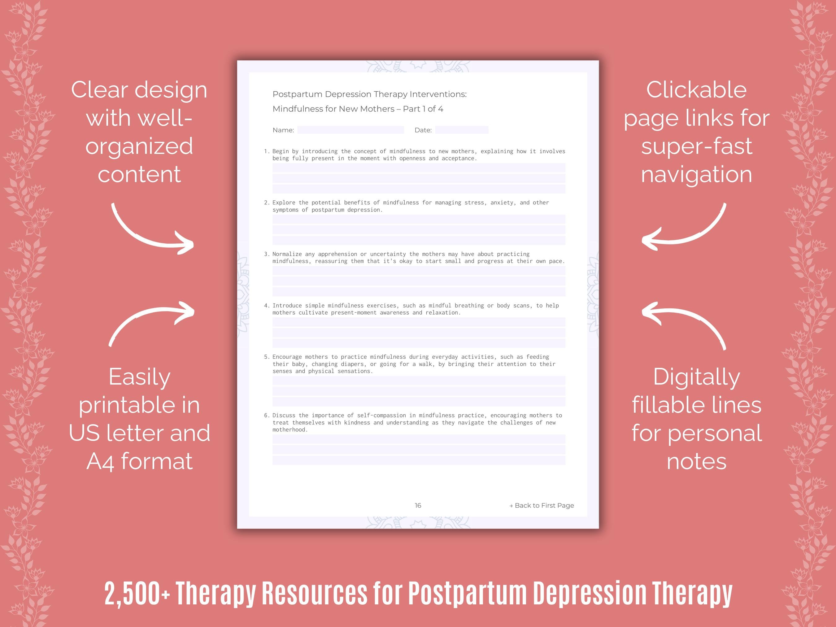 Postpartum Depression Therapy Resource Bundle Therapy Session Questions, Therapy Interventions ...