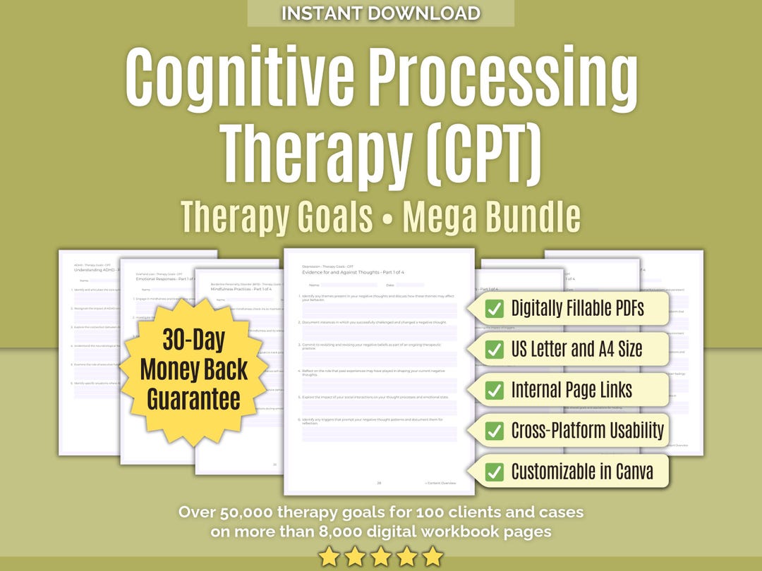 Cognitive Processing Therapy (CPT) • Therapy Goals Mega Bundle • Canva ...