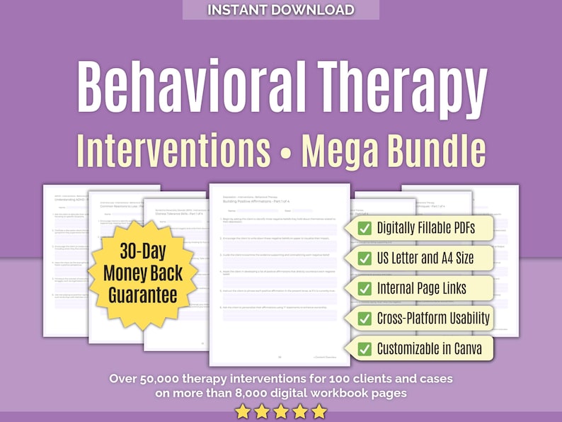 Behavioral Therapy • Interventions Mega Bundle • Templates, Treatment ...