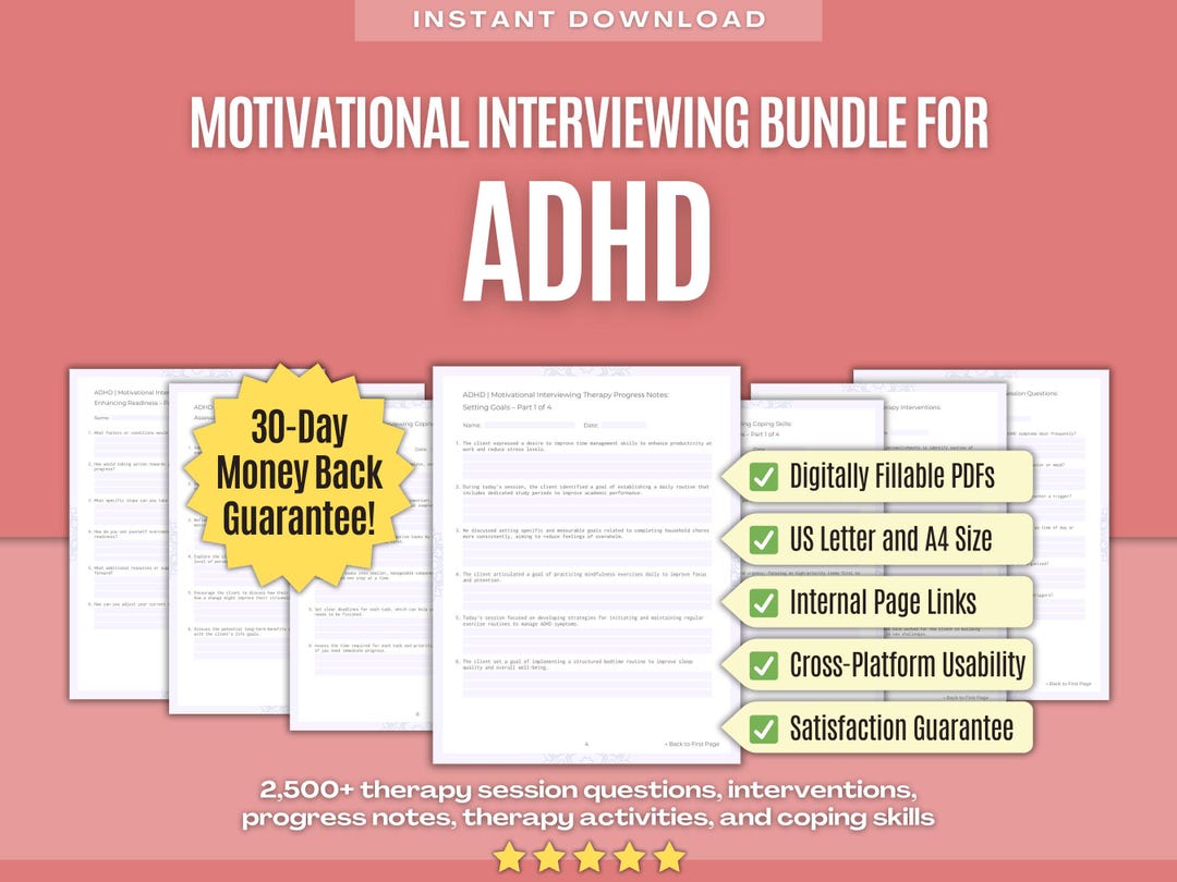ADHD Motivational Interviewing Therapy Resource Bundle Motivational ...