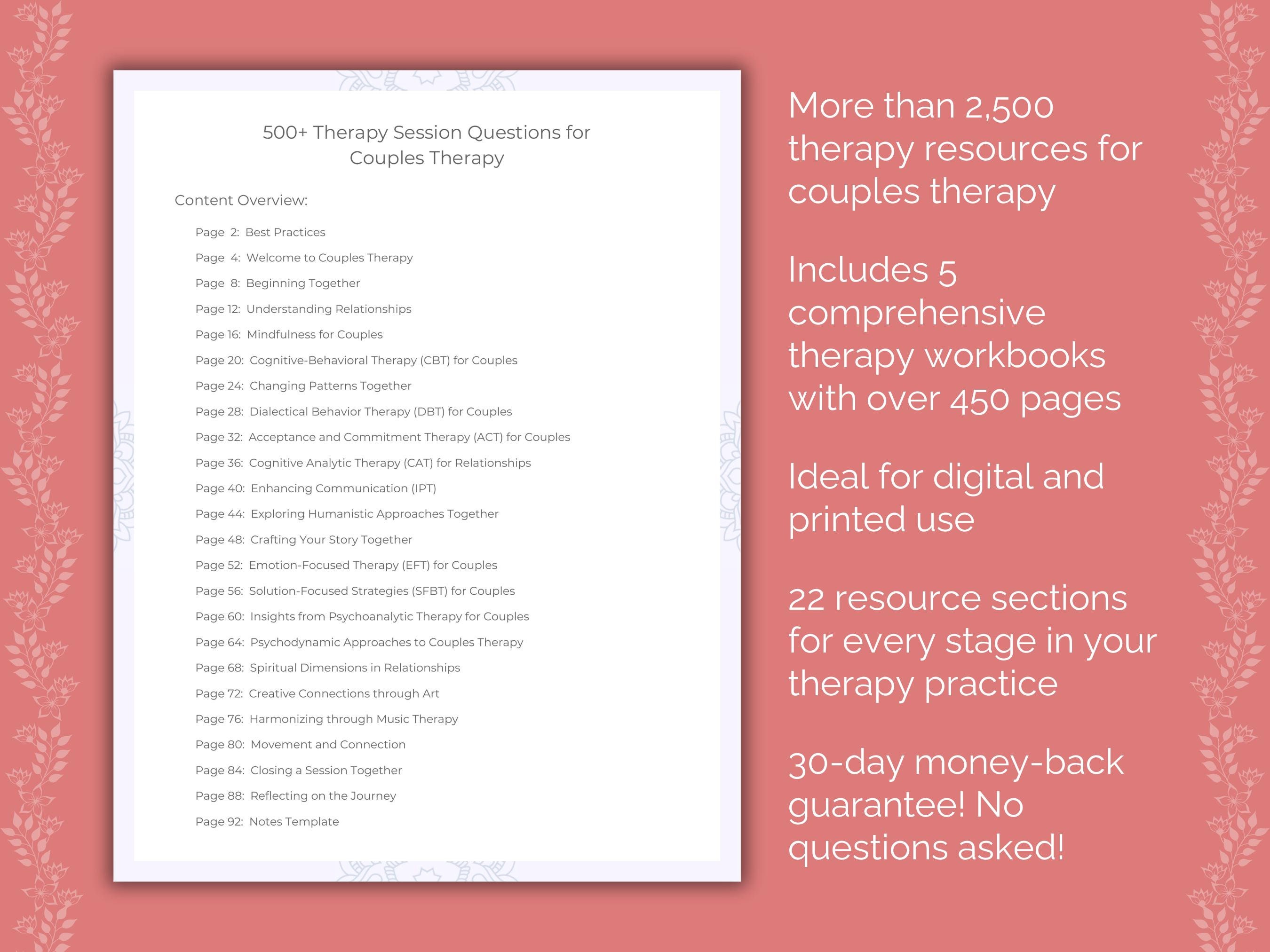 Couples Therapy Resource Bundle Therapy Session Questions, Therapy ...