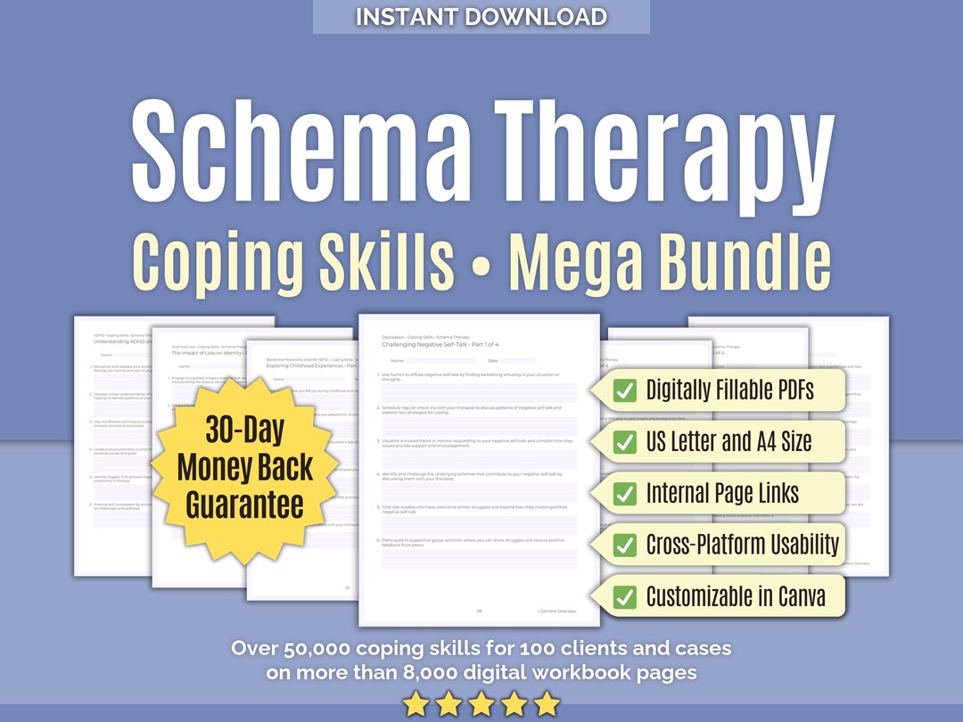 Schema Therapy • Coping Skills Mega Bundle • Schema Worksheets, Coping ...