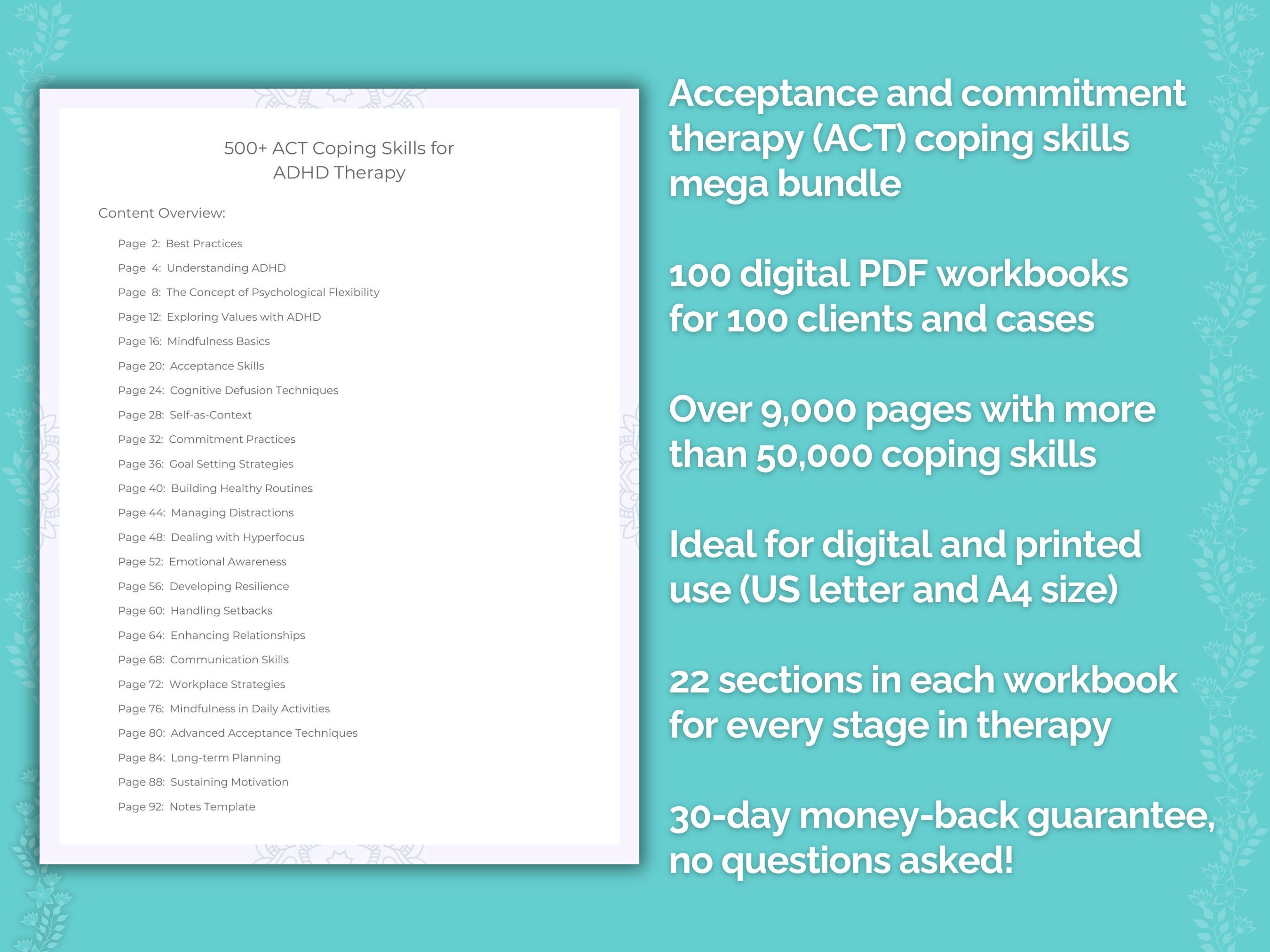 Acceptance and Commitment Therapy ACT Coping Skills Mega Bundle ACT ...