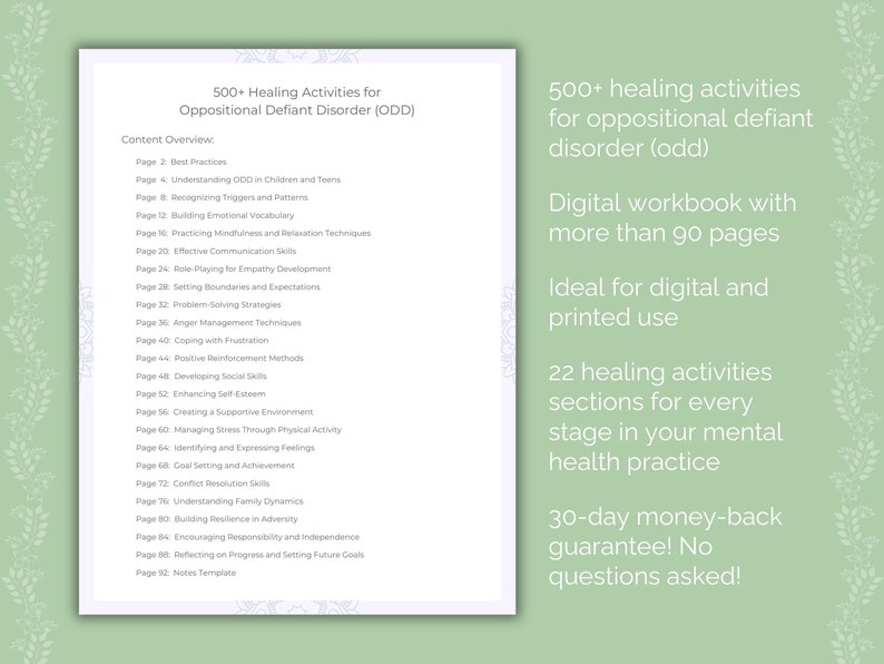 Oppositional Defiant Disorder (ODD) Healing Activities | Mental Health ...