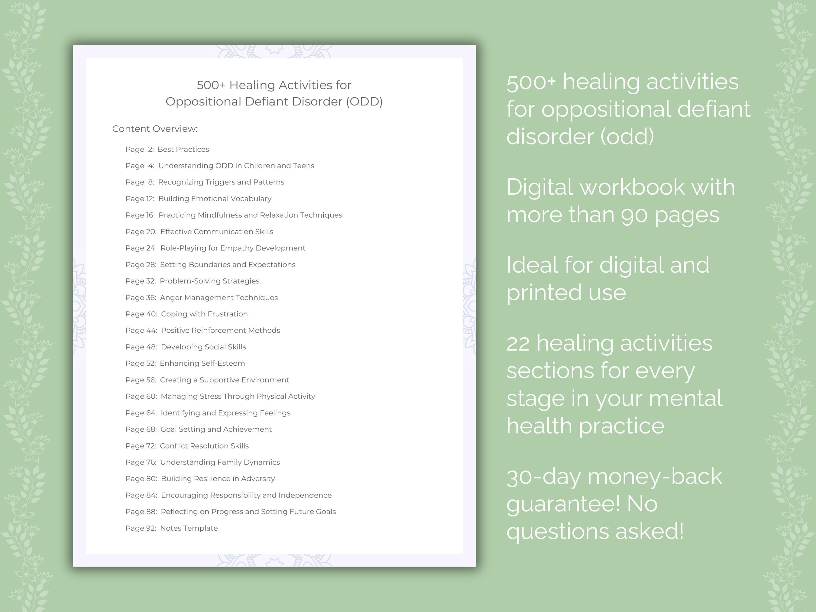 Oppositional Defiant Disorder (ODD) Healing Activities | Mental Health ...