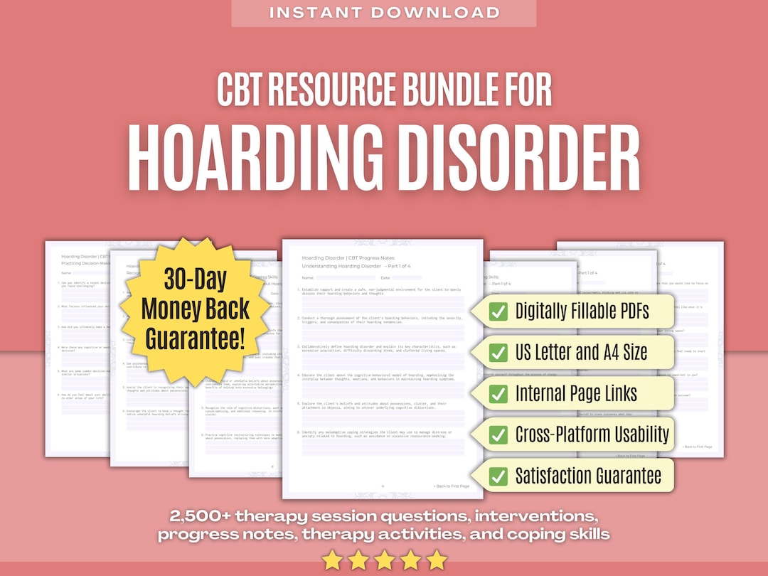 Hoarding Disorder CBT Resource Bundle CBT Therapy Session Questions ...