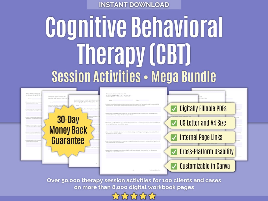 Cognitive Behavioral Therapy (CBT) • Session Activities Mega Bundle ...