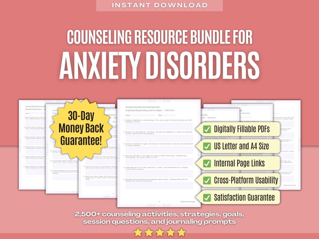 Anxiety Disorders Counseling Resource Bundle | Counseling Activities ...
