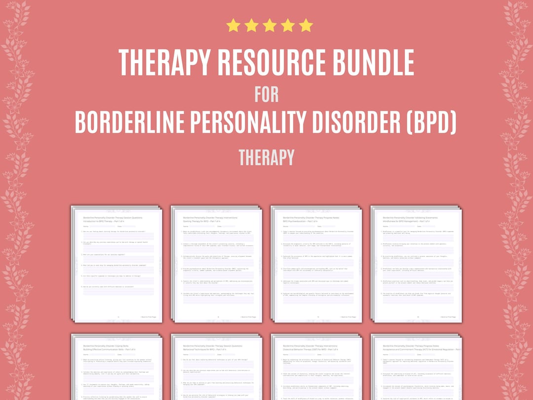 Borderline Personality Disorder BPD Therapy Resource Bundle Therapy ...