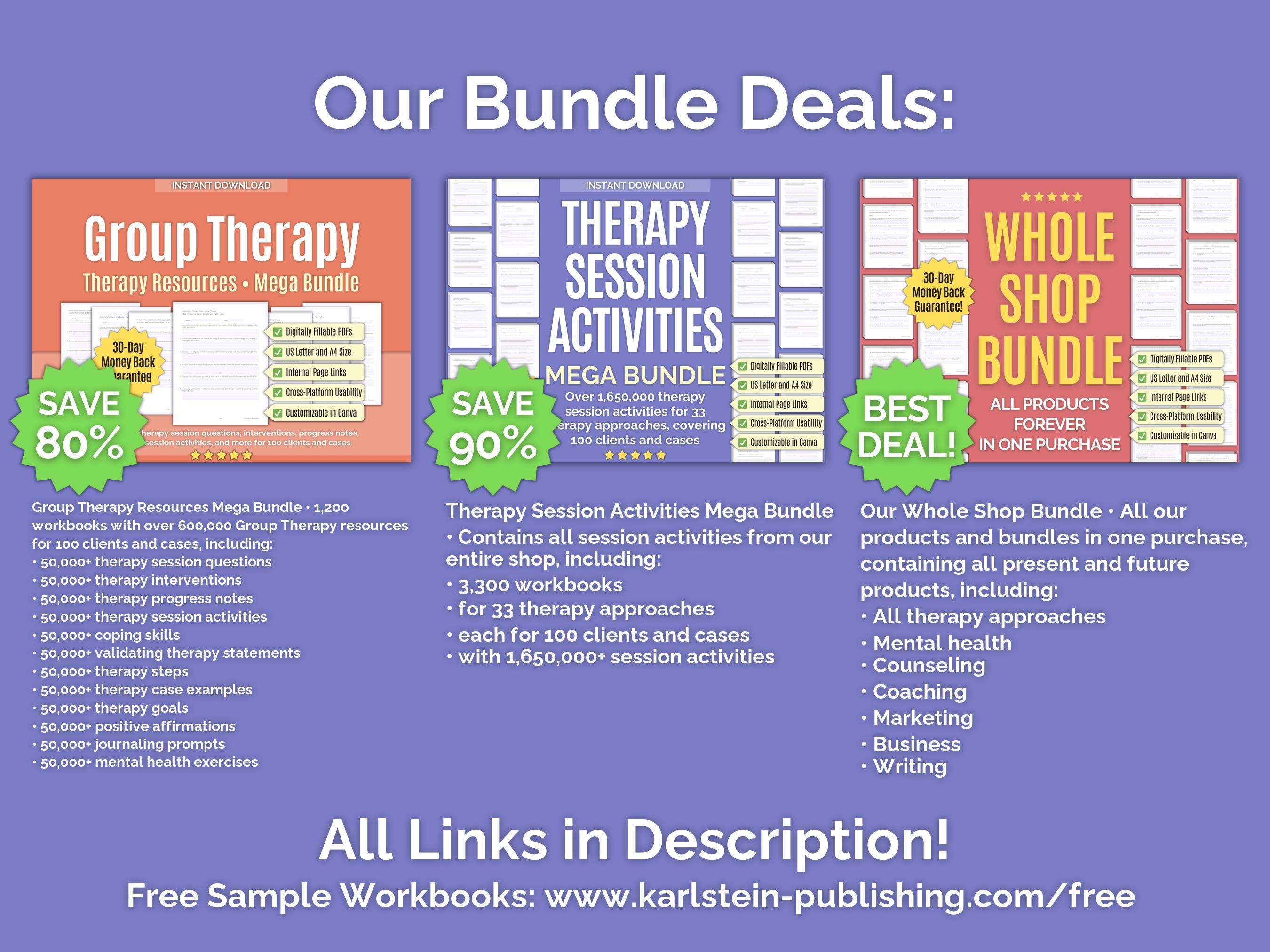 Group Therapy • Session Activities Mega Bundle • Group Workbook, Tools ...