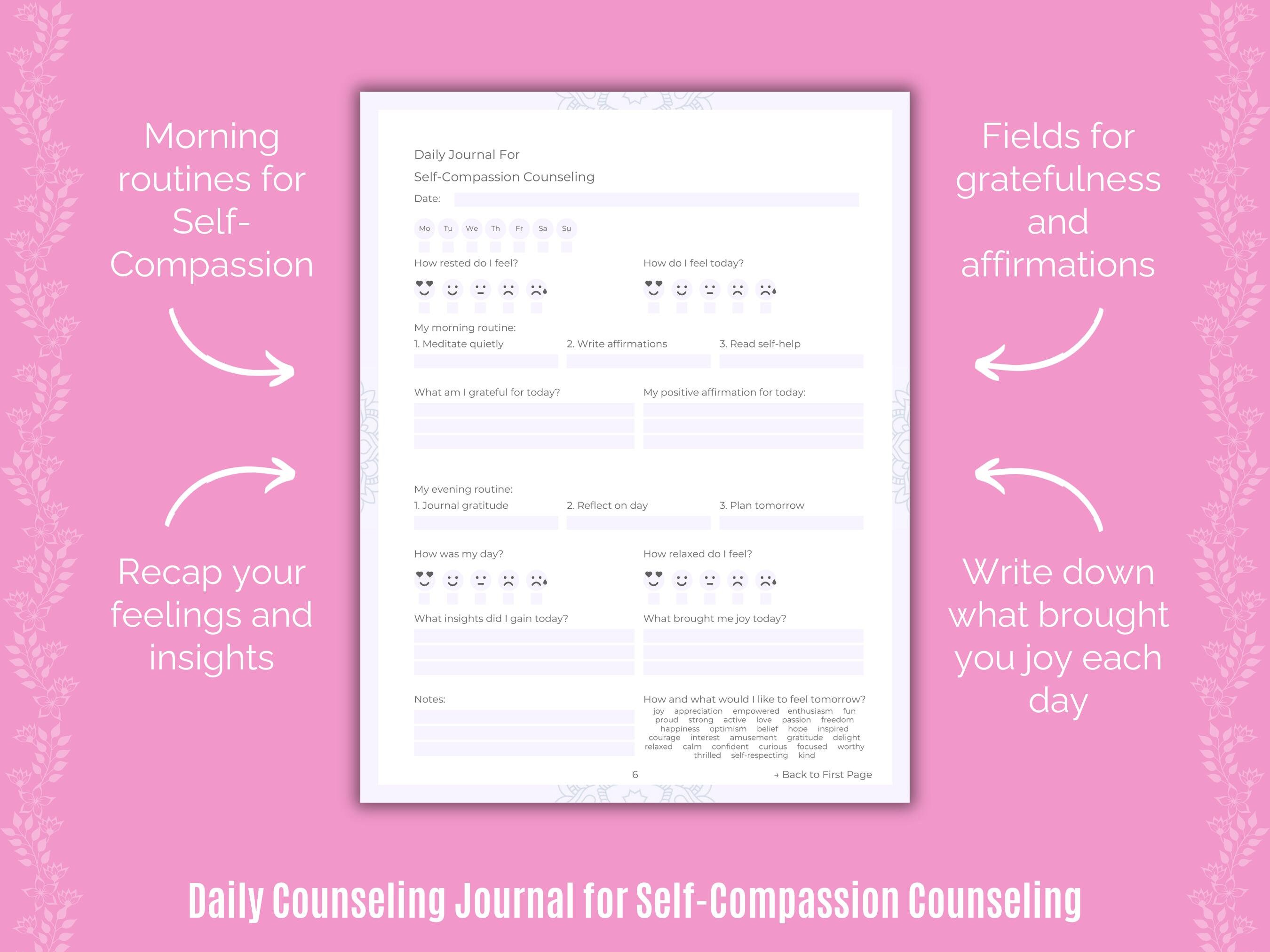 Self-compassion Counseling Worksheets Bundle 40 Pages, Journals ...