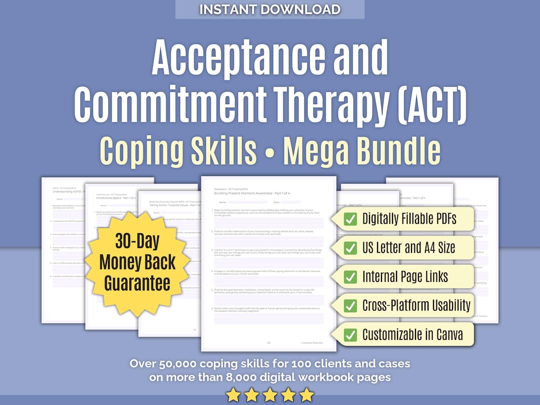 Acceptance and Commitment Therapy (ACT) • Coping Skills Mega Bundle ...