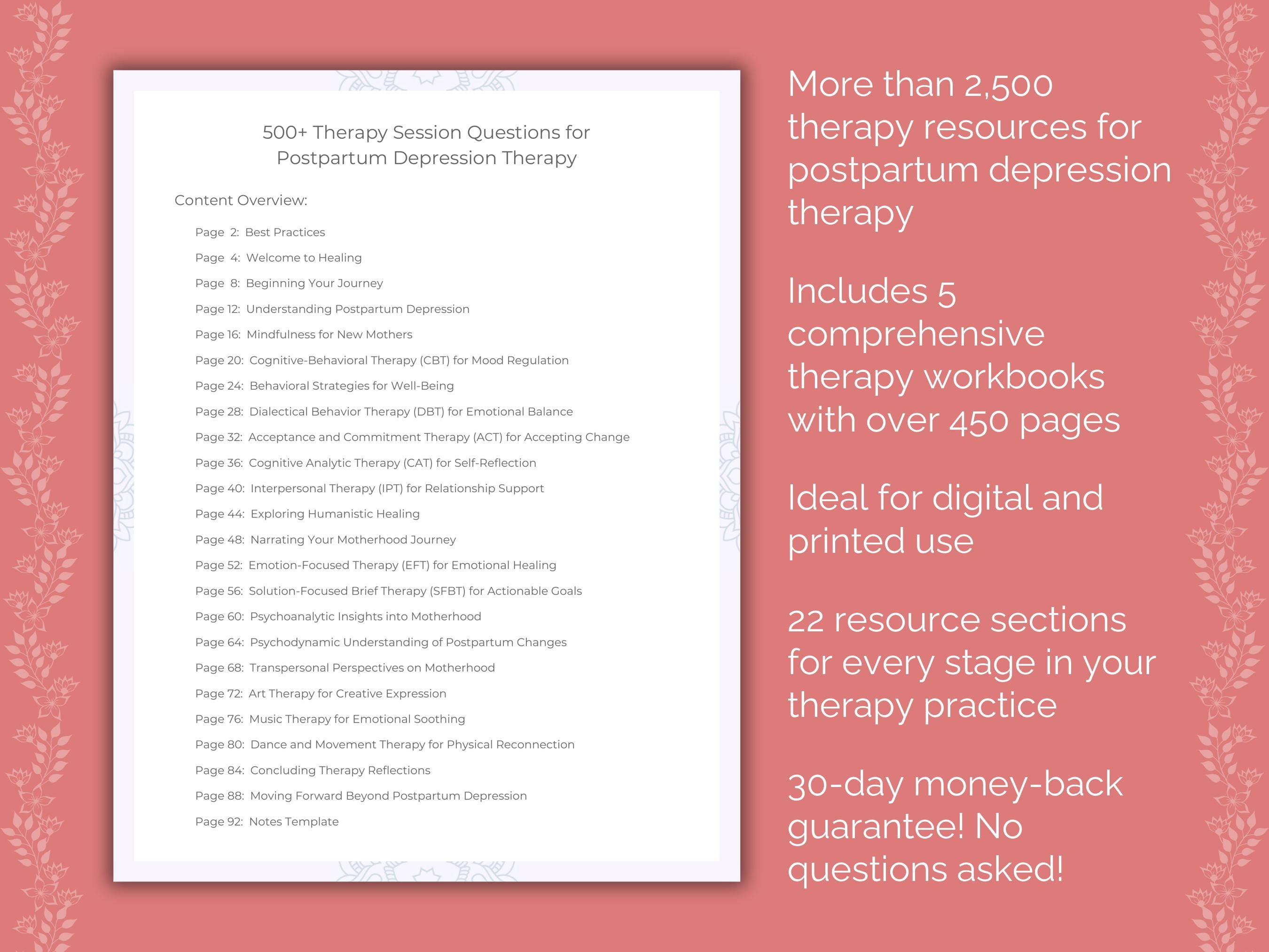 Postpartum Depression Therapy Resource Bundle | Therapy Session ...