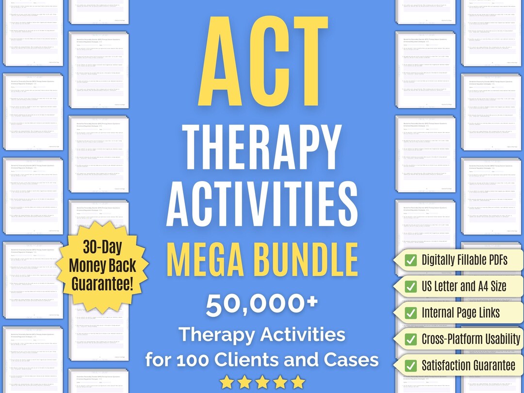 Acceptance and Commitment Therapy ACT Activities Mega Bundle ACT ...