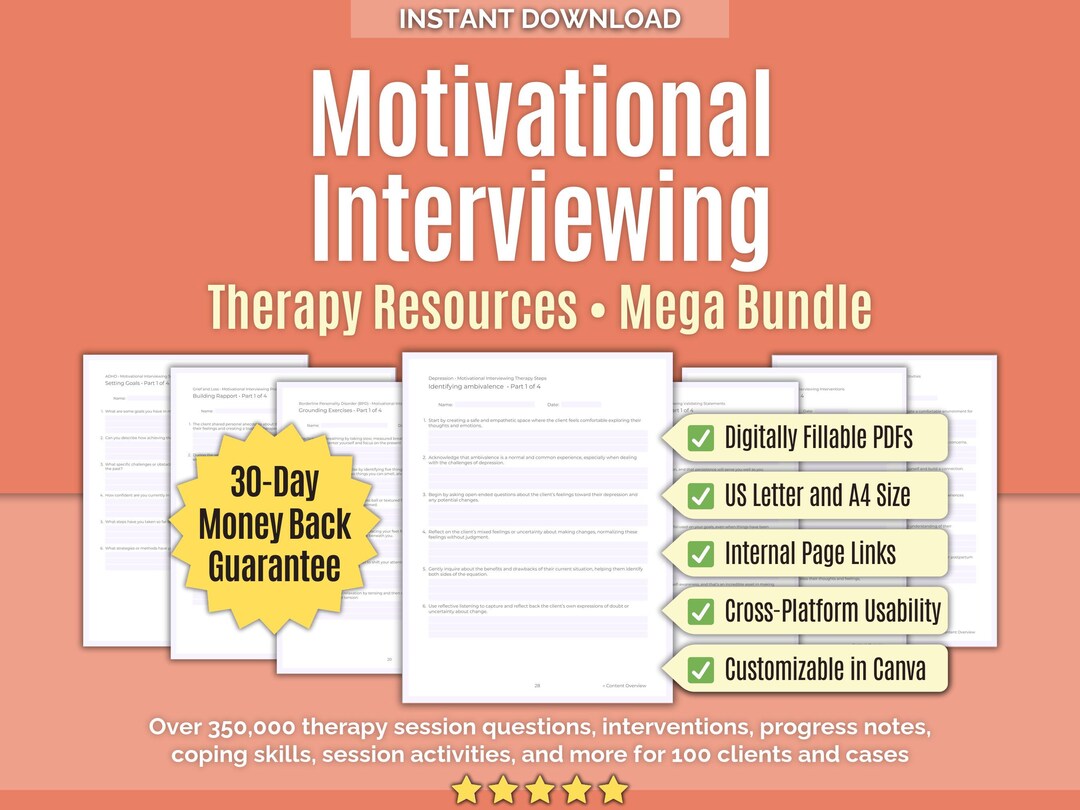 Motivational Interviewing • Therapy Resources Mega Bundle • Workbooks ...