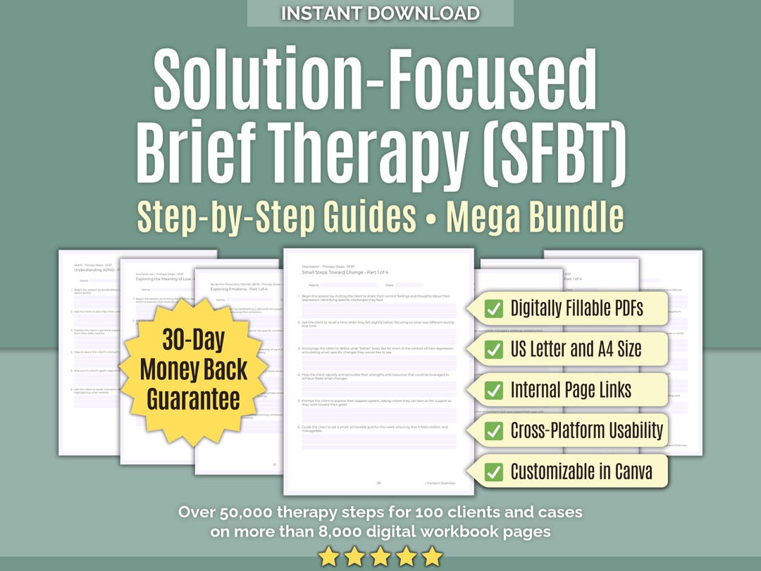 Solution-focused Brief Therapy (SFBT) • Therapy Steps Mega Bundle ...