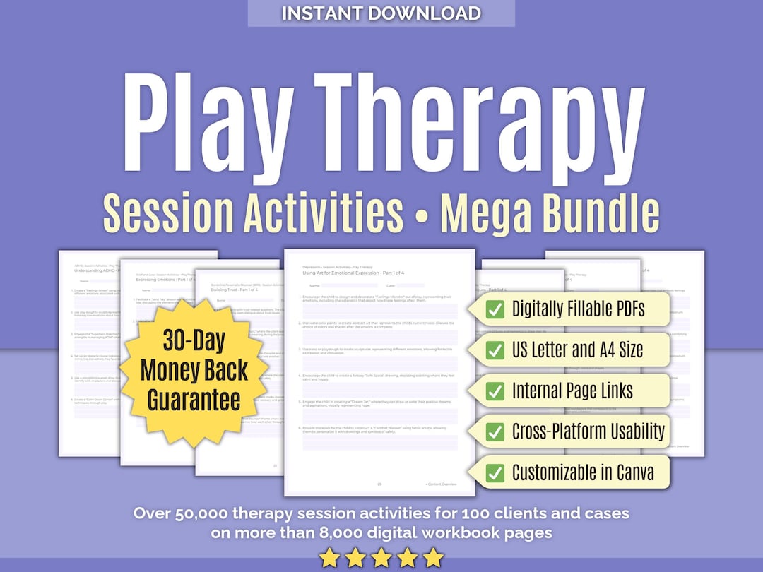 Play Therapy • Session Activities Mega Bundle • Child Counseling, Canva ...