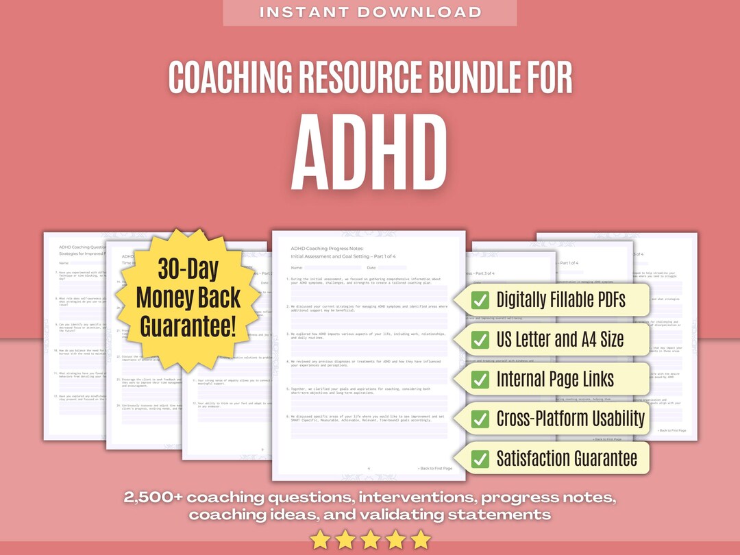 ADHD Coaching Resource Bundle | Coaching Questions, Validating ...