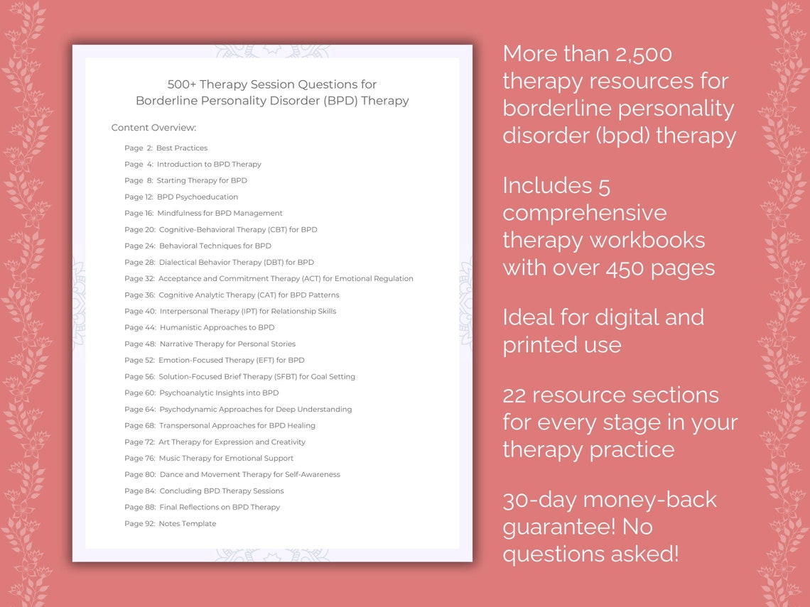 Borderline Personality Disorder BPD Therapy Resource Bundle Therapy ...