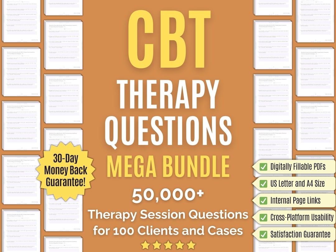Cognitive Behavioral Therapy (CBT) Questions MEGA Bundle | CBT Therapy ...