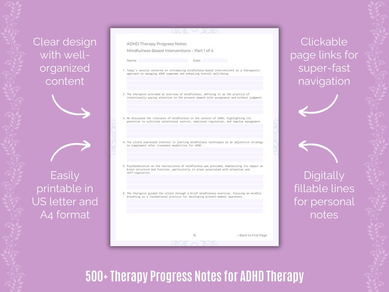 ADHD Therapy Progress Notes | Therapy, Note, Therapist, Counselor ...