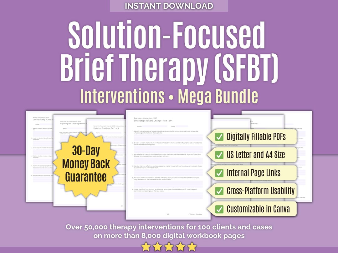Solution-focused Brief Therapy (SFBT) • Interventions Mega Bundle ...