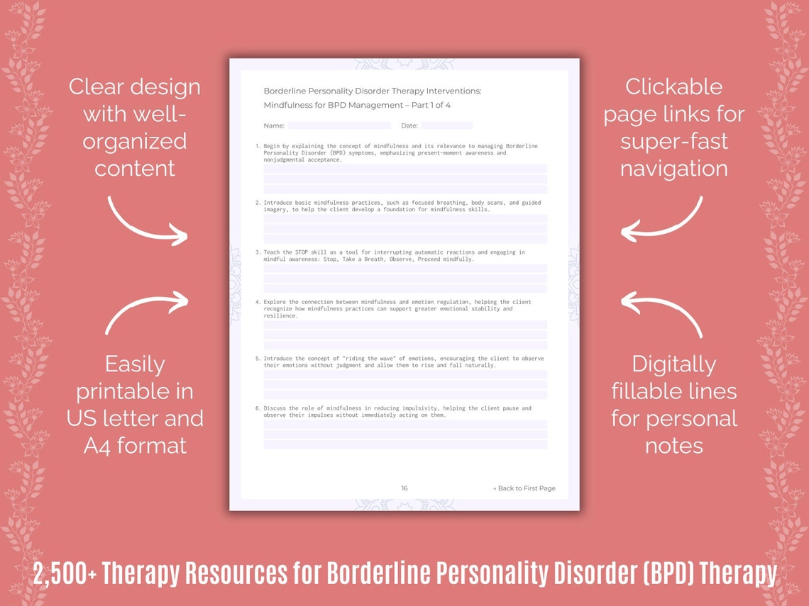 Borderline Personality Disorder (BPD) Therapy Resource Bundle | Therapy ...