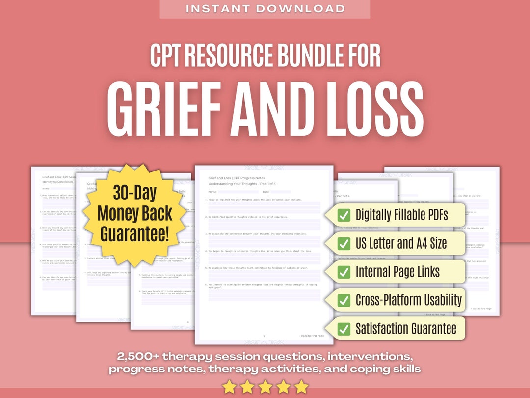 Grief and Loss Cognitive Processing Therapy CPT Resource Bundle CPT ...