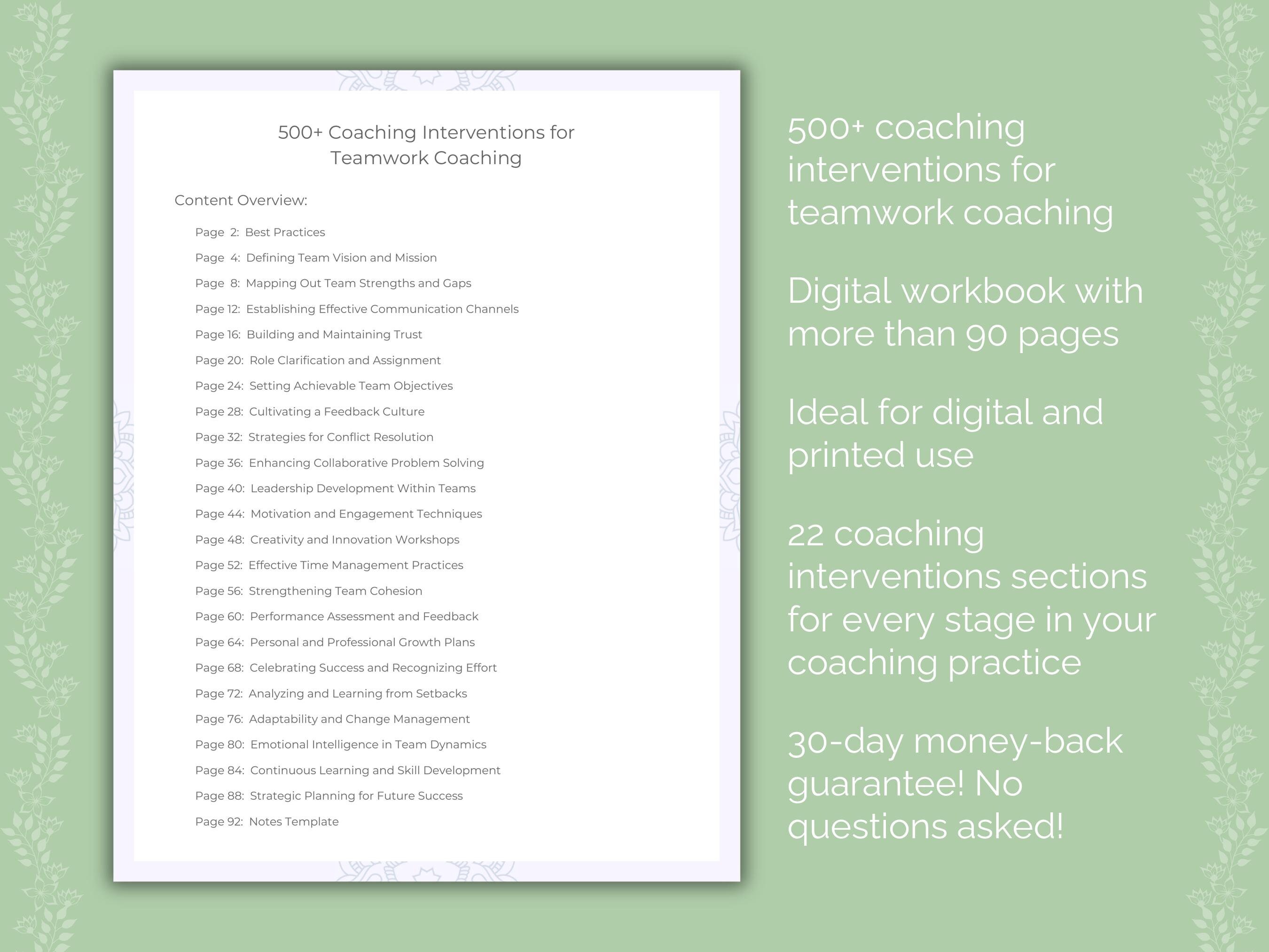 Teamwork Coaching Interventions | Coaching, Workbook, Template ...