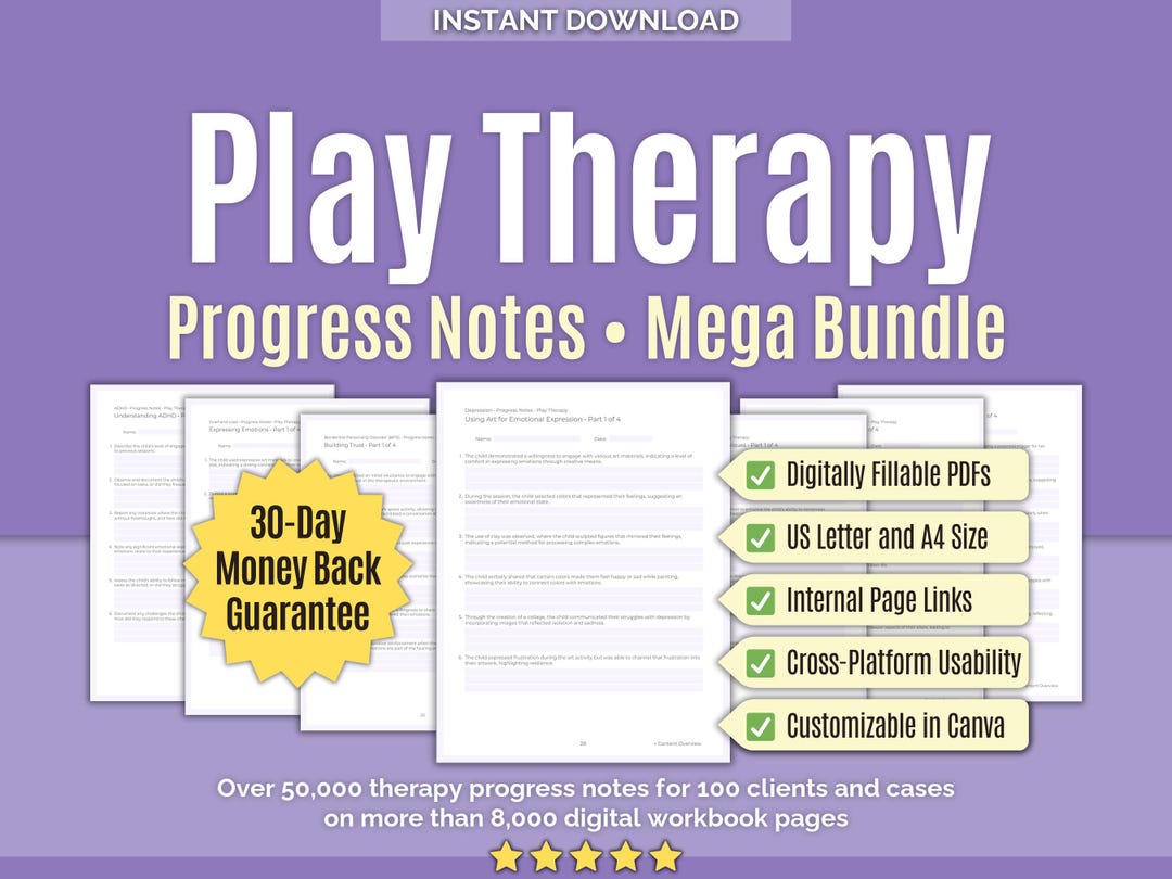 Play Therapy • Progress Notes Mega Bundle • Counseling Documentation ...