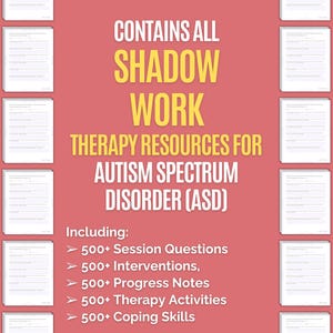 Autism Spectrum Disorder Shadow Work Therapy Resource Bundle Shadow ...