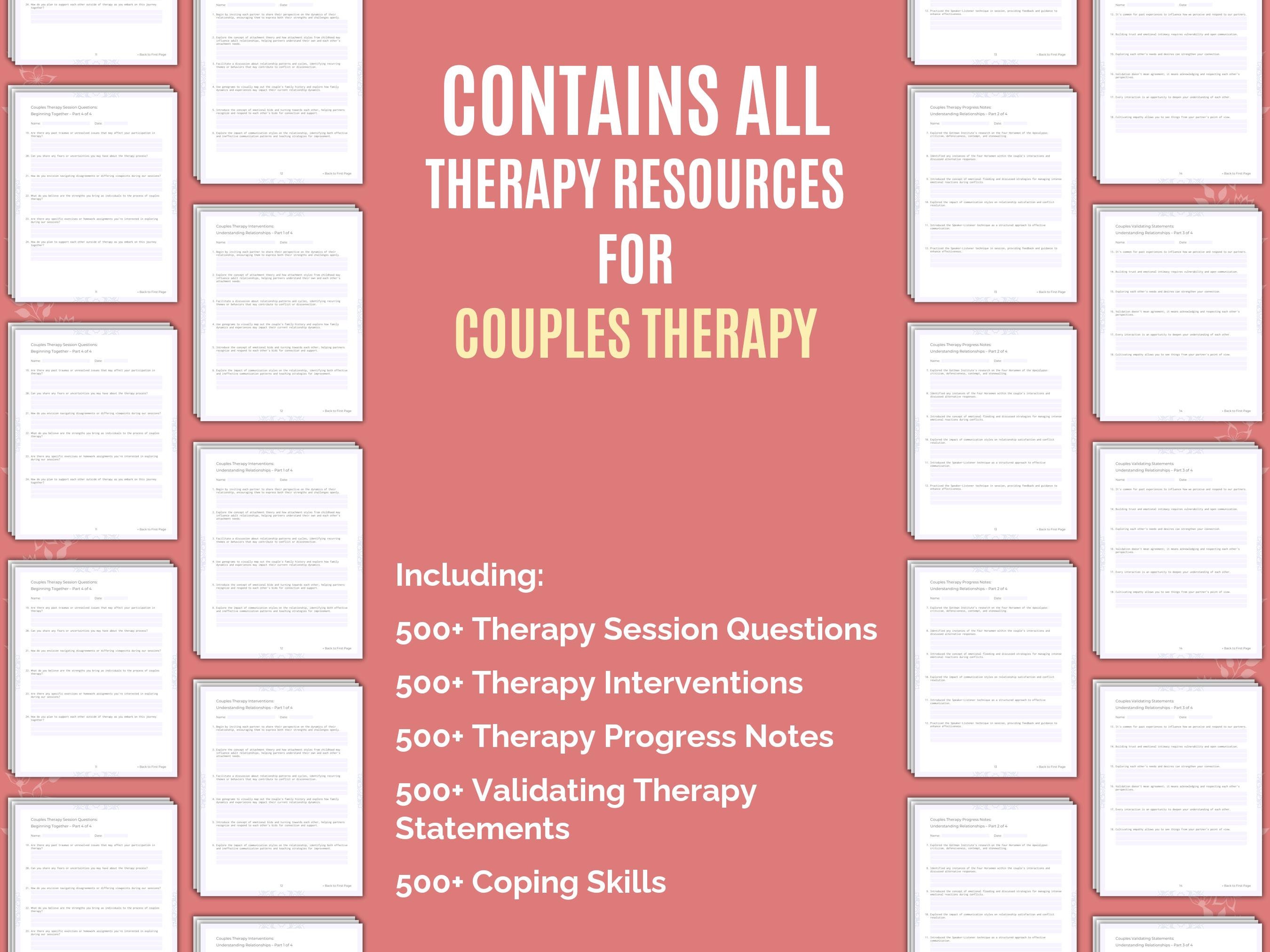 Couples Therapy Resource Bundle Therapy Session Questions, Therapy ...