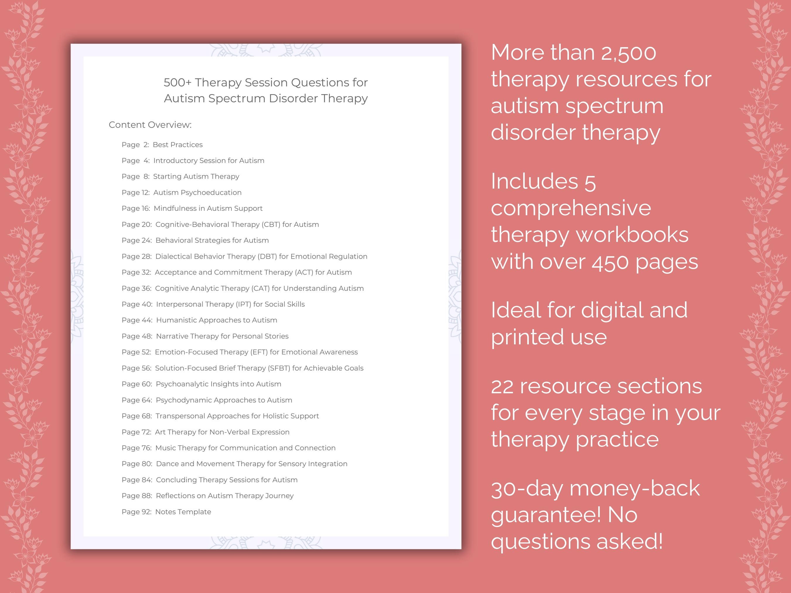 Autism Spectrum Disorder Therapy Resource Bundle Therapy Session ...
