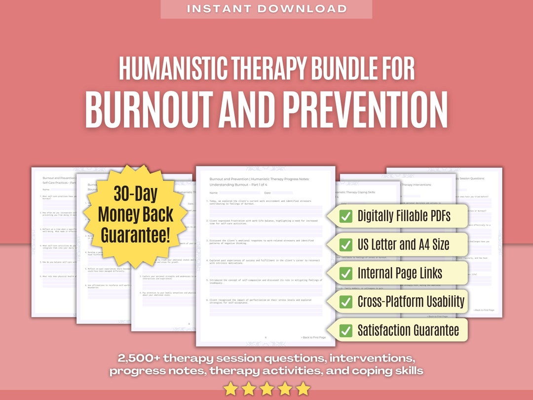 Burnout and Prevention Humanistic Therapy Resource Bundle Humanistic ...