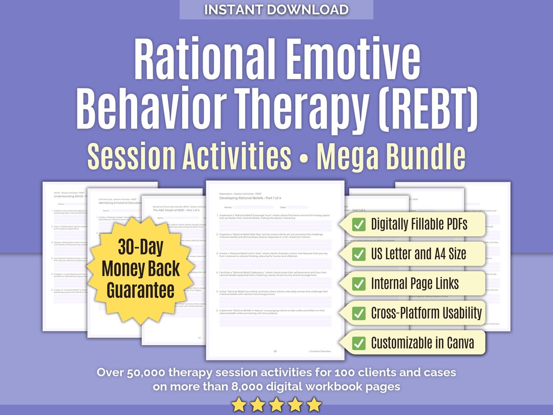 Rational Emotive Behavior Therapy (REBT) • Session Activities Mega ...