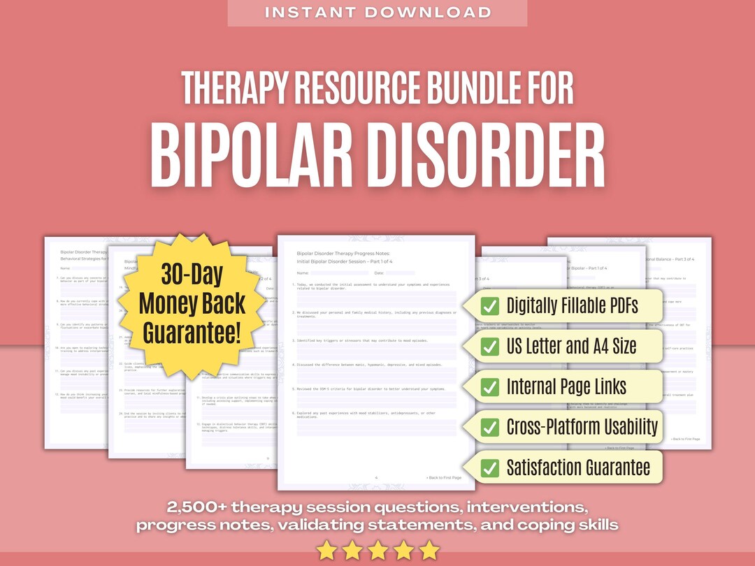 Bipolar Disorder Therapy Resource Bundle | Therapy Session Questions ...