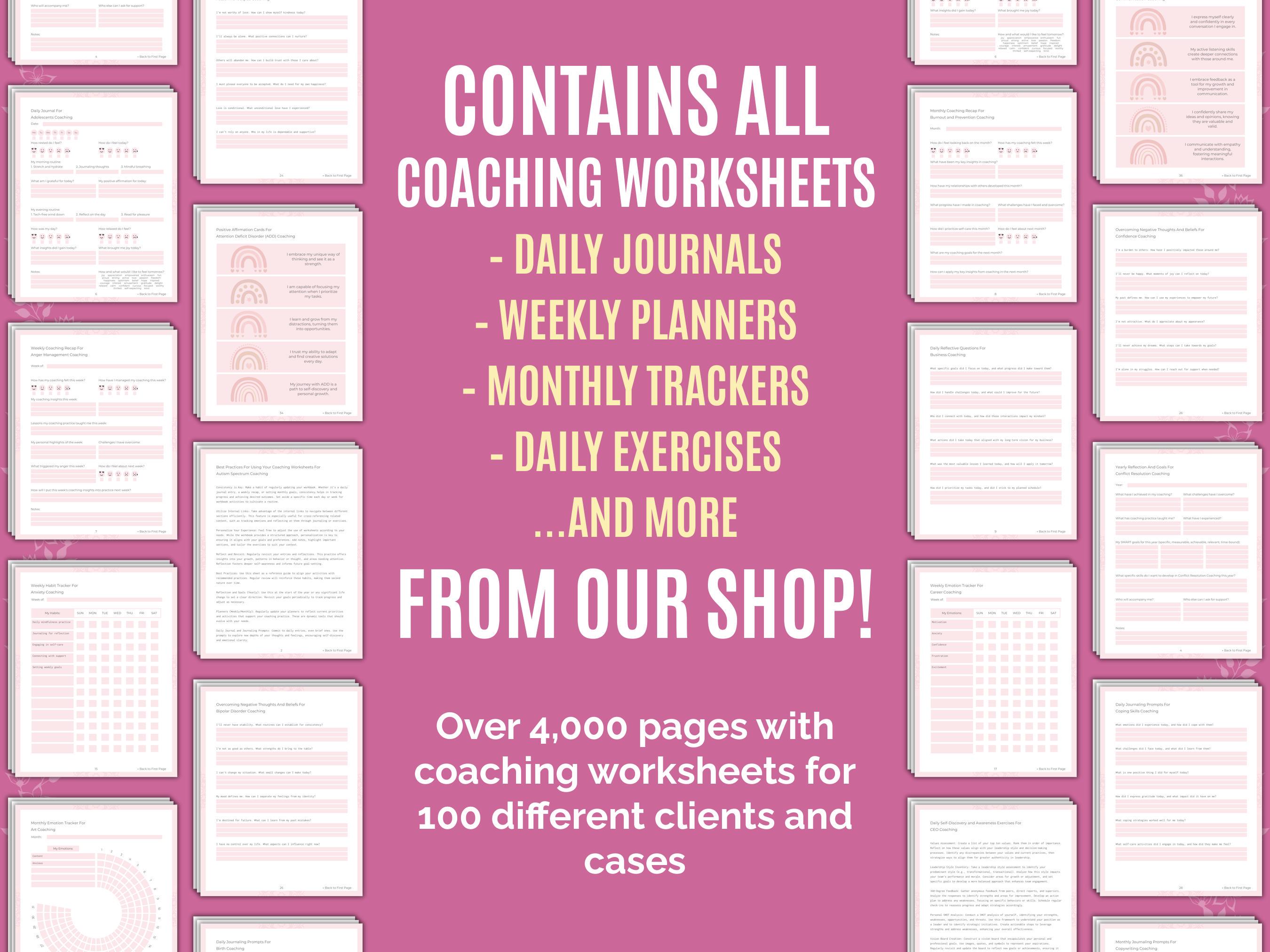 Coaching Worksheets MEGA BUNDLE | 4,000 Pages, Journals, Workbooks ...