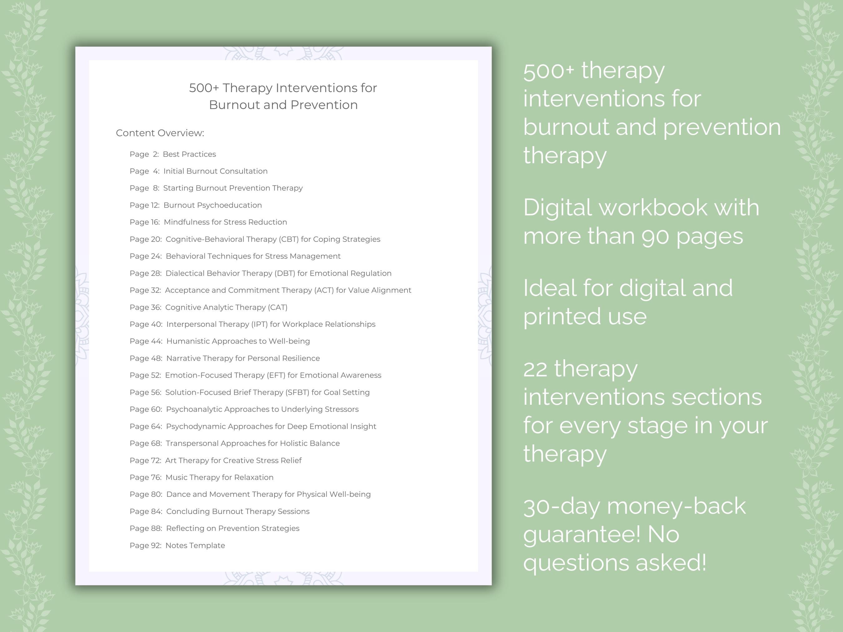 Burnout and Prevention Therapy Interventions Burnout and Prevention ...