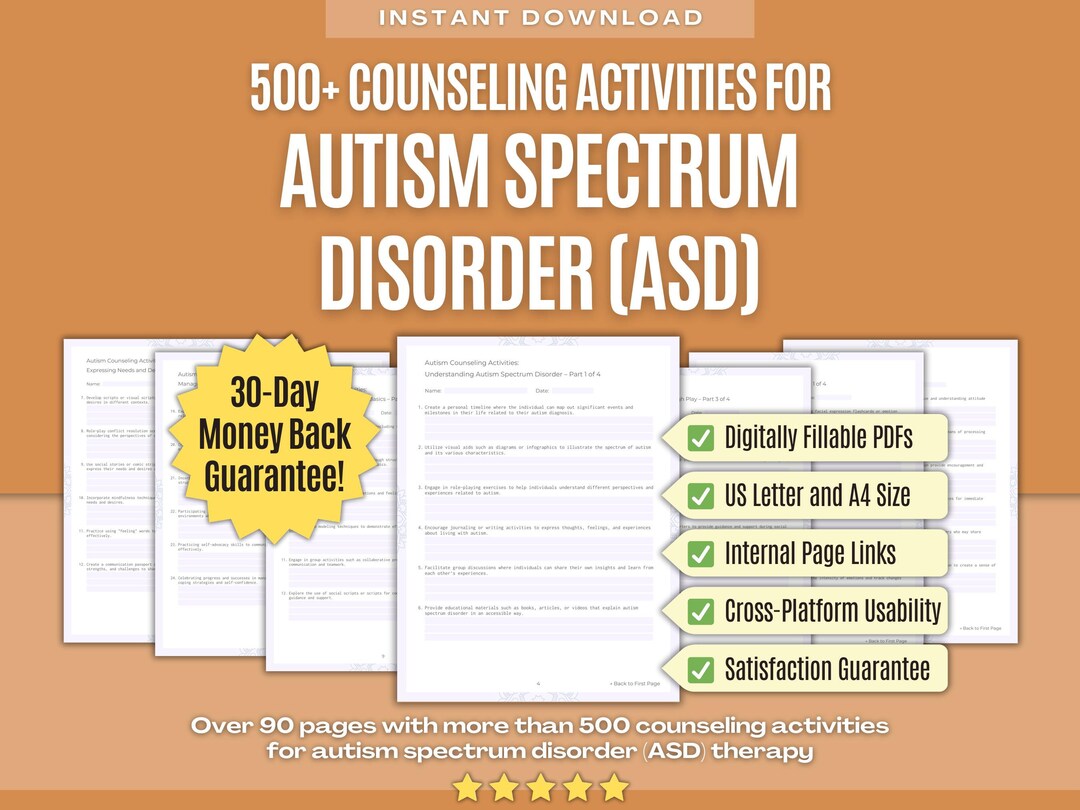 Autism Spectrum Disorder Counseling Activities | Counseling, Activities ...