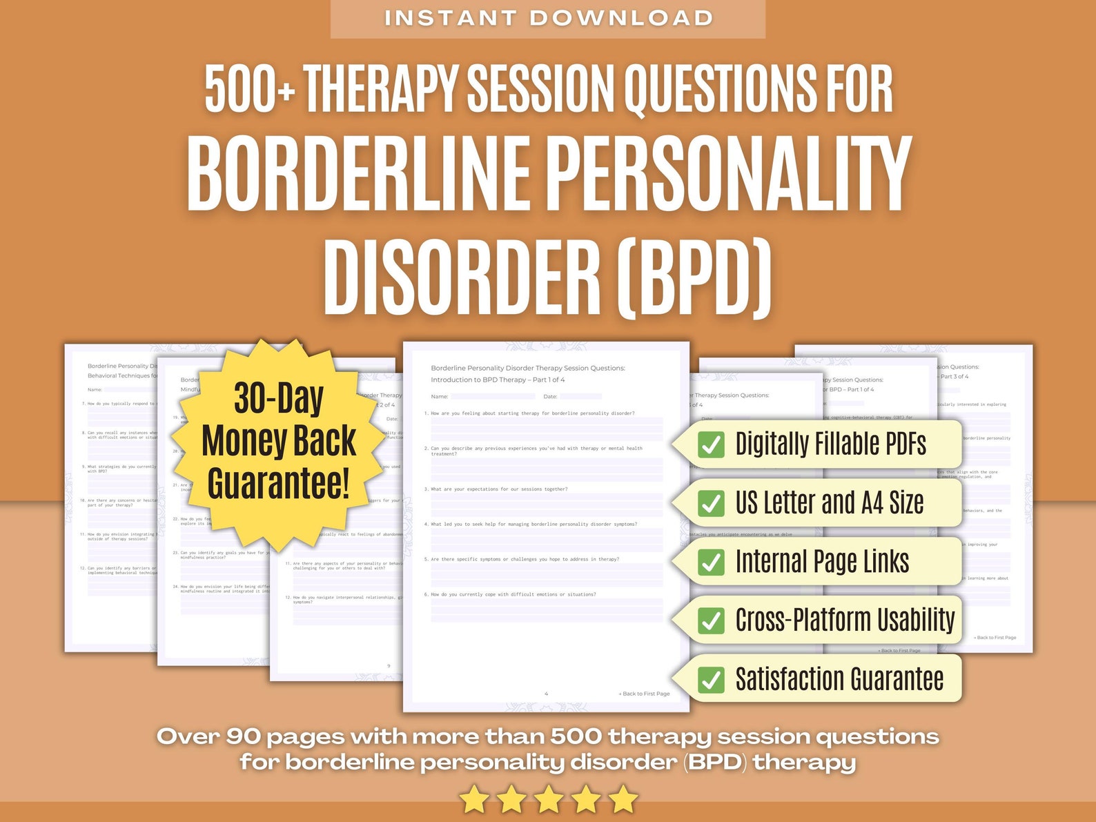 Borderline Personality Disorder BPD Therapy Session Questions Therapy ...