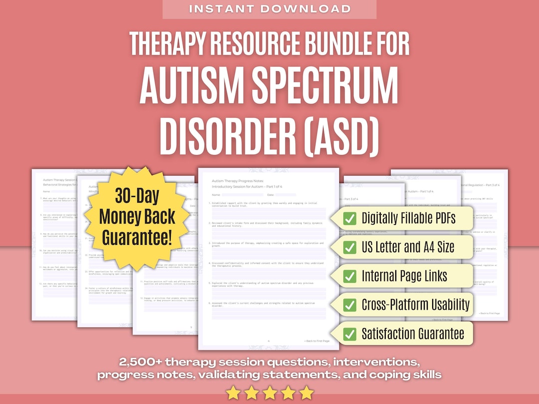 Autism Spectrum Disorder Therapy Resource Bundle | Therapy Session ...