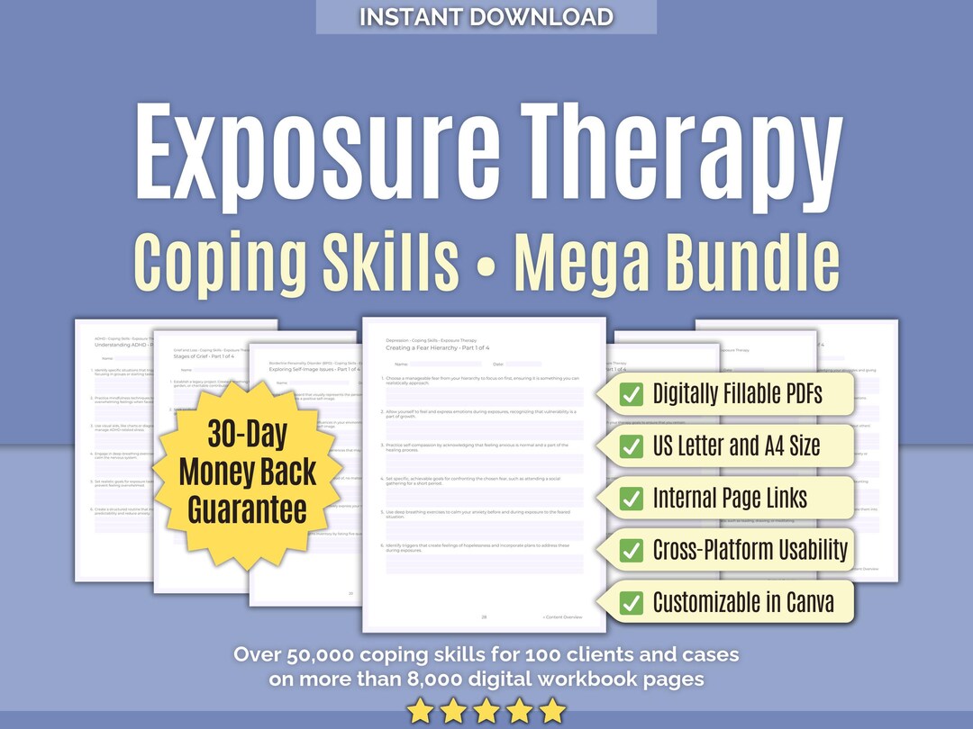 Exposure Therapy • Coping Skills Mega Bundle • Fear Exposure, Workbooks ...
