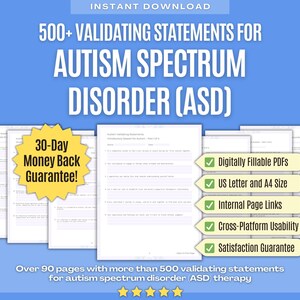 Autism Spectrum Disorder Validating Therapy Statements | Therapy, Validating Statement ...
