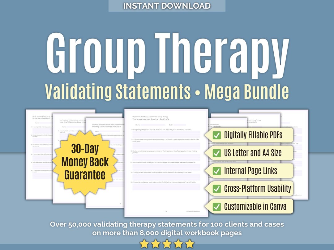Group Therapy • Validating Statements Mega Bundle • Mental Health ...