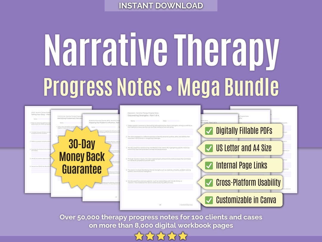 Narrative Therapy • Progress Notes Mega Bundle • ENGLISH • Tools ...