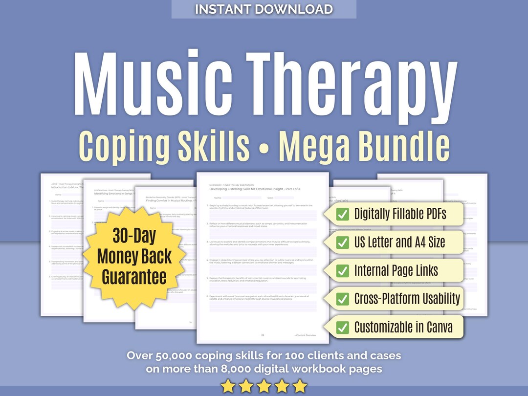 Music Therapy • Coping Skills Mega Bundle • Counseling, Templates ...