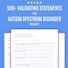Autism Spectrum Disorder Validating Therapy Statements Autism Therapy ...
