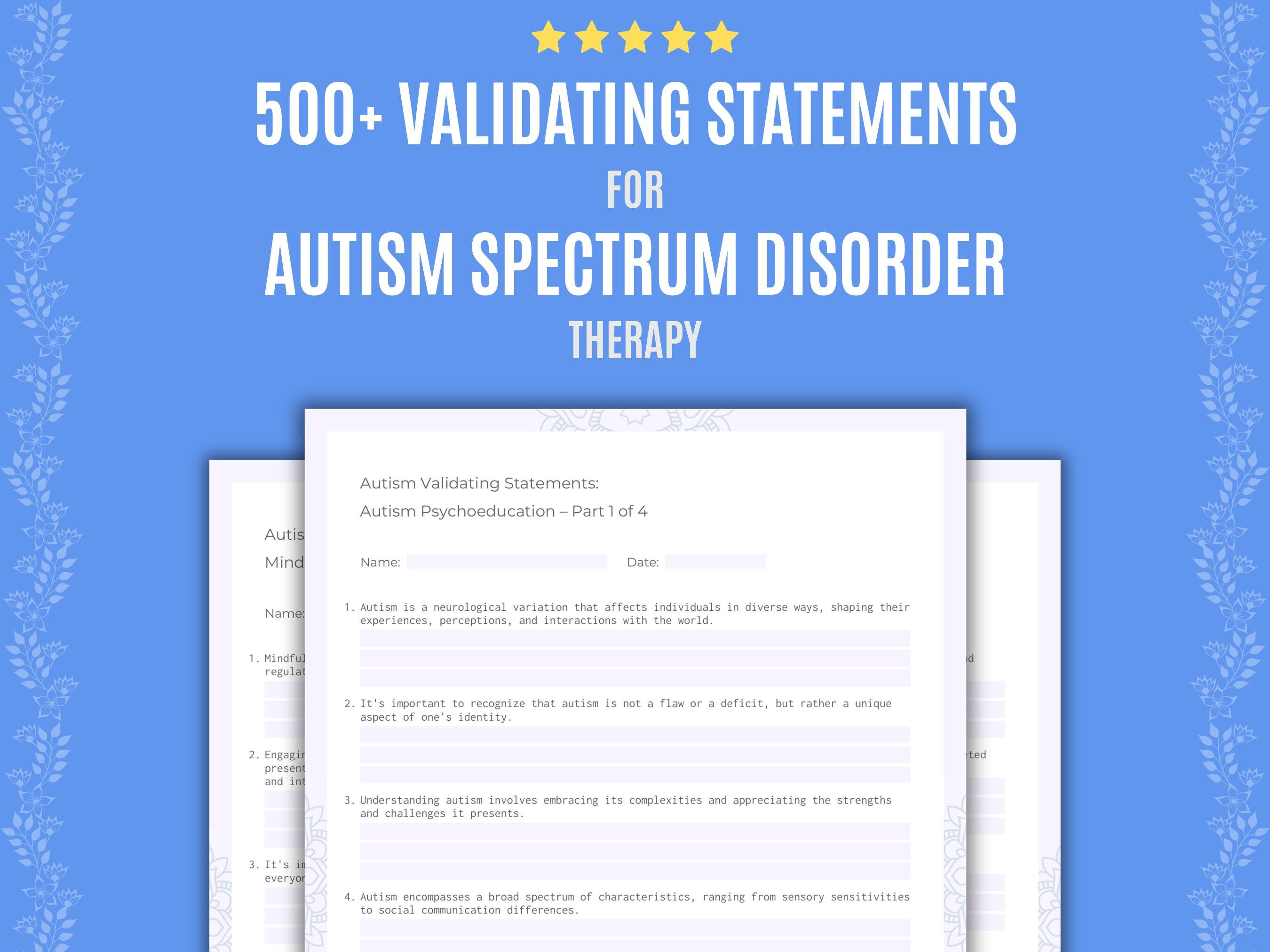 Autism Spectrum Disorder Validating Therapy Statements Autism Therapy ...